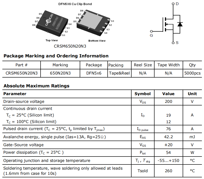 CRSM650N20N3 - 深圳飞捷士科技有限公司